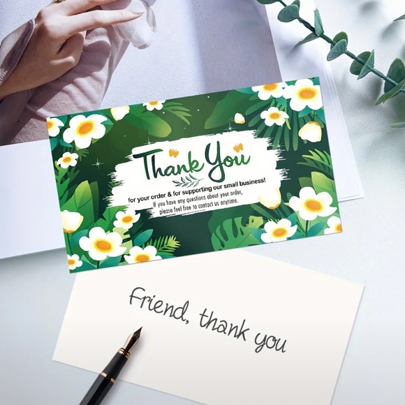 Office | Green Floral Thank You Insert Cards Pack Of 5 | Poshmark